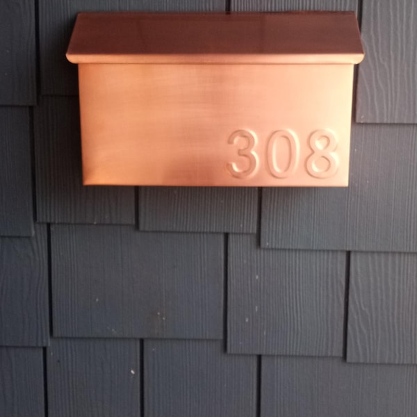 Flash Mount Copper Mailbox Patina Copper Mailbox House Numbers Solid ...