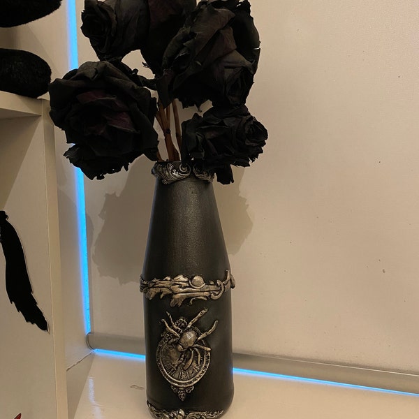 Gothic Black Vase Gothic Bottle Spider Vase Vampire Vase Witchcraft ...