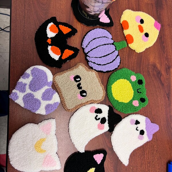 Halloween Home Decor, Spooky Halloween Mug Rug, Spooky Punch Needle ...