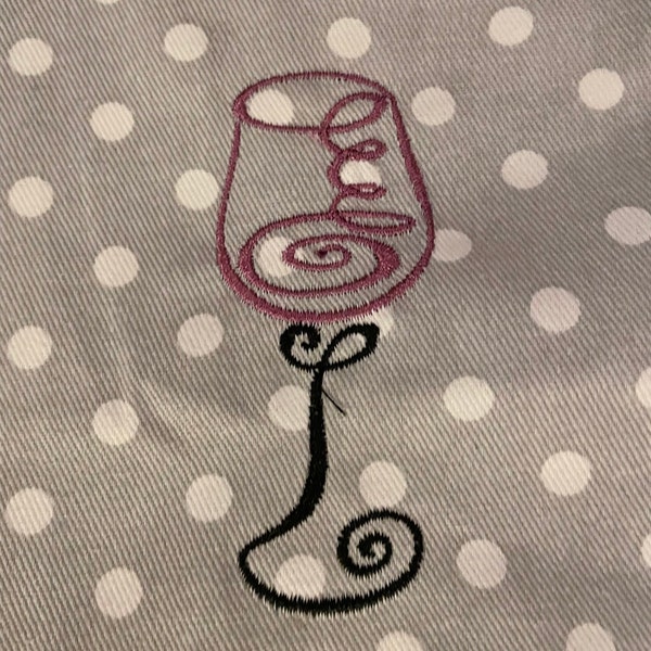 Stylized Wine Glass - Machine Embroidery Design - Etsy
