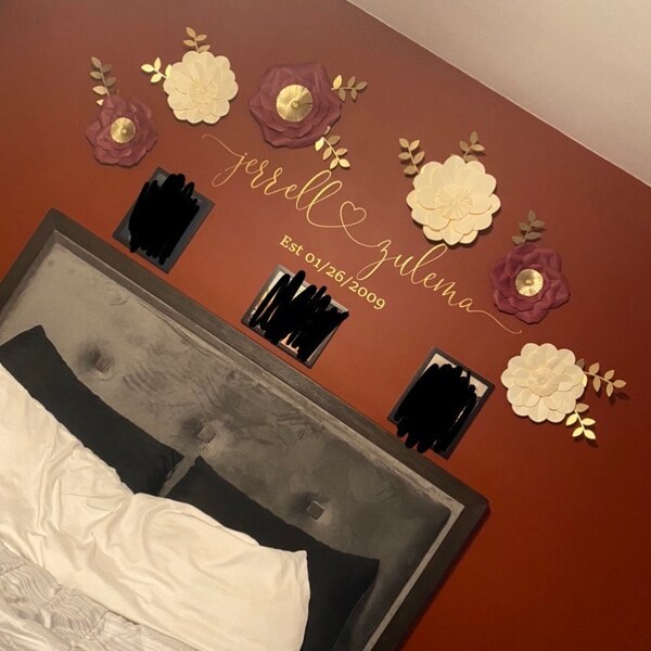 Couples Wall Decal, Name Heart Name Sign, Couples Name Sign, Couples ...