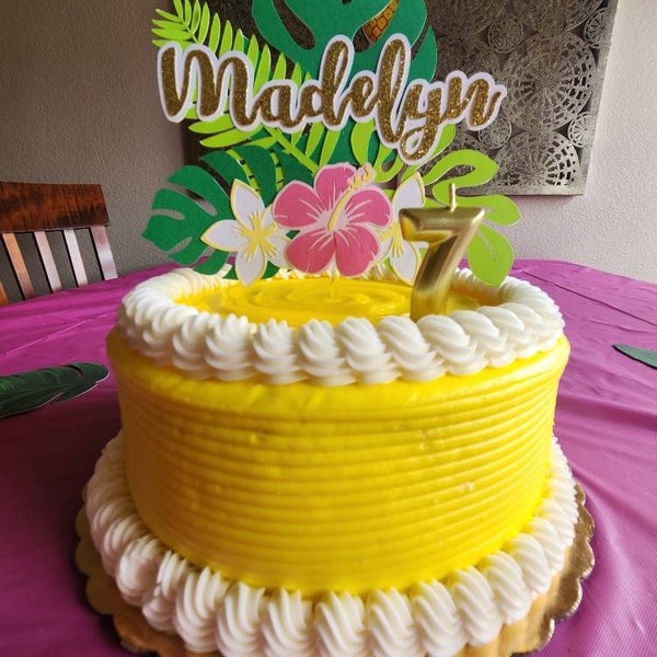 Tropical Cake Topper,tropical Party,luau,hawaiian Cake Topper,hibiscus ...
