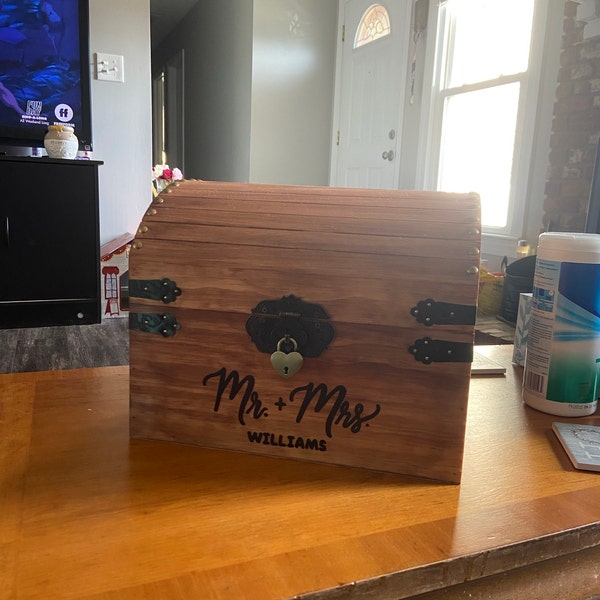 Personalized Wedding Card Box, Wedding Chest With Slot and Lock, Cards ...