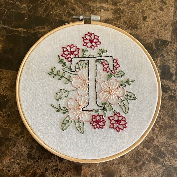 Floral Alphabet Embroidery PDF Pattern, 6”, Instant Digital Download ...