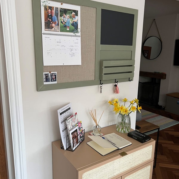 Oak Framed Fabric Pinboard | Finished With Wax | Narrow Framed Pin ...