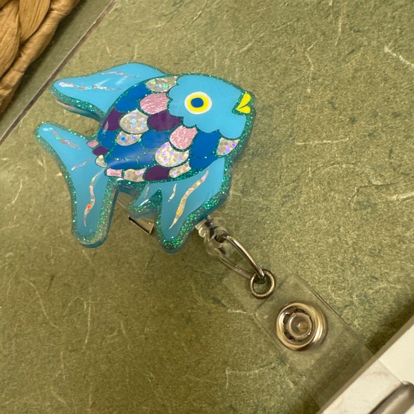 Rainbow Fish Badge Reel | Cute Fish Badge Reel | Cute Badge Holder ...