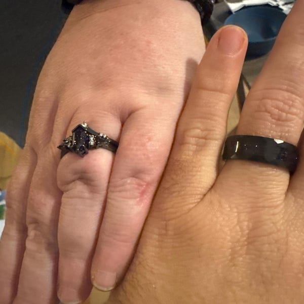 Rift Nebula His Her Wedding Ring Set, Starry Night, Personalized, Black ...