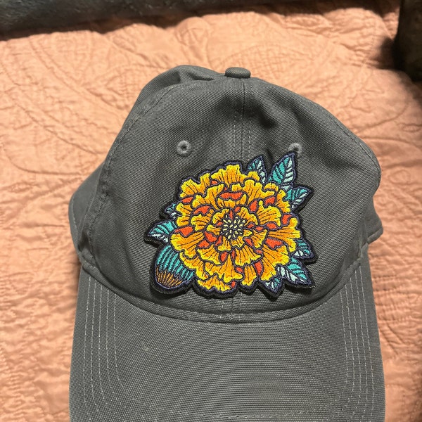 Marigold Embroidered Patch - Flower Iron on Patch - 3x3 - Floral ...