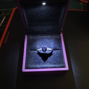 Fancy Blue LED Lighted Engagement Ring Box With Satin Ribbon Gift Box ...