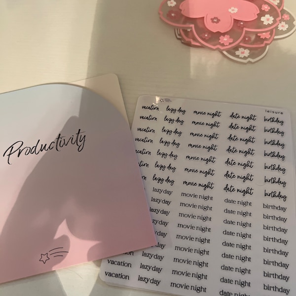 Productivity - Black Clear Print - Planner Stickers - Functional ...