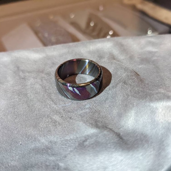 LIMITED Edition***rolled Edge 8mm Black Timascus Zrti Ring 3mm-9mm Wide ...
