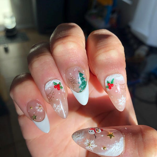 Christmas Press on Nail, Nail for Women, Xmas Nails Luxury, Handmade ...