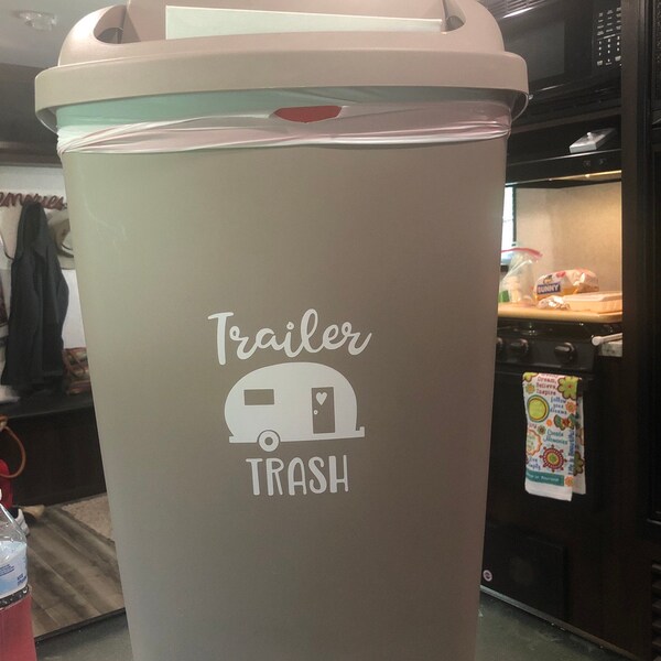 Trailer Trash Camper Decal - Retro Rv Sticker - Vinyl Trash Can Decal ...