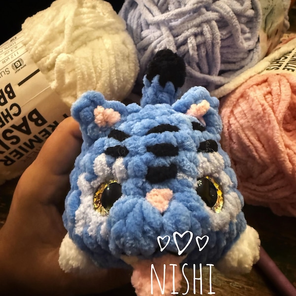 Kpop Lazy Silly Blue Tiger Crochet Pattern, No Sew Amigurumi Crochet ...