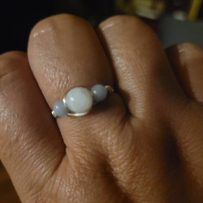 Celestite Crystal & Angelite Sterling Silver Wire Wrapped Gemstone BEAD ...