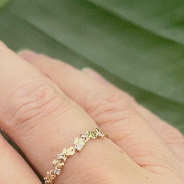 14k Gold Crown Ring / Solid Gold Stacking Ring / Moissanite Ring ...