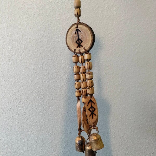 Rustic Witch Bells for Door Wood Beads & Elder Futhark Bind Runes - Etsy