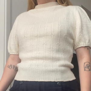 Knitting Pattern Sweater Square Neckline Vintage Feminine Fitted ...