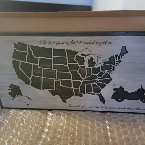 Motorcycle Road Trip Map, Push Pin Map, US Map to Track Travels, Bikers ...
