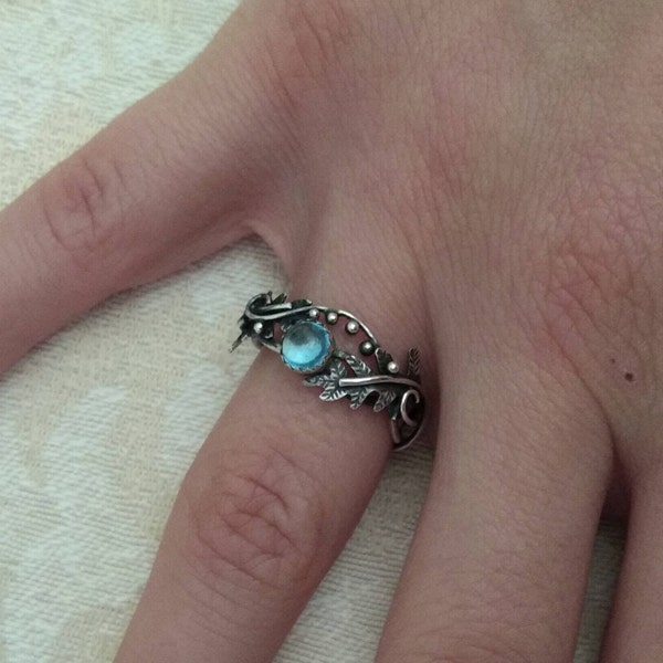 Fern Leaf Ring Elven Engagement Ring Botanical Floral Ring Silver Wire ...