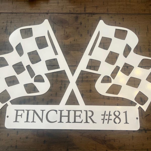 Custom Checkered Flag Racing Sign, Checkered Flag Monogram ...