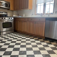 Checkerboard Sheet Vinyl Flooring Lino in Black and White Marble Tile ...