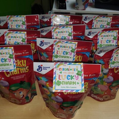 St. Patrick's Day Gift Tag Cerealsly You're My Lucky Charm Label ...