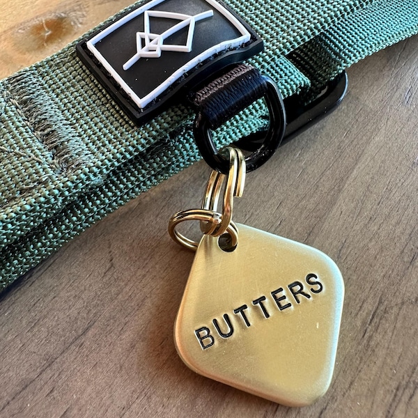 Dog Tag Personalized, Hand Stamped ID Tag for Dogs, Brass Dog Tag, Dog ...