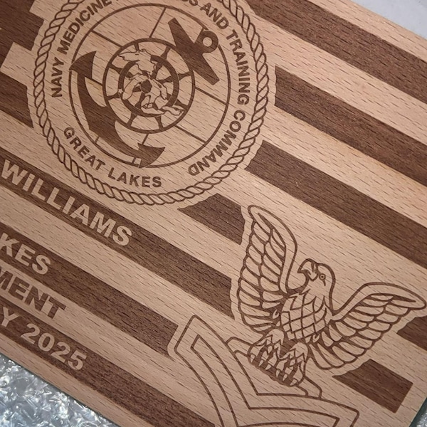 Custom Military Flag Plaque - Personalized Wood Flag With Engraved ...