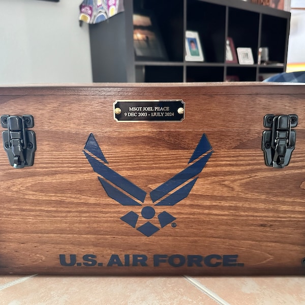 Air Force Keepsake Footlocker – Handcrafted Wood Military Memory Box ...