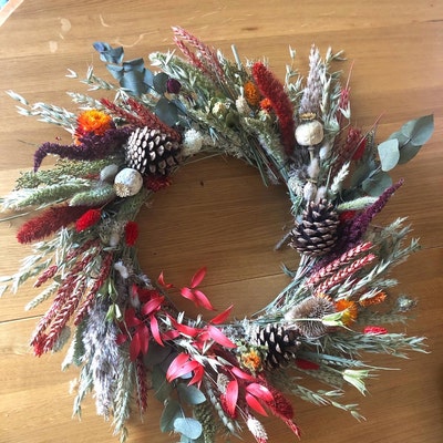 Autumn Dried Wreath Making Kit. Dried Flower DIY Autumnal Door Wreath ...