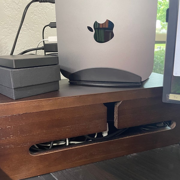 Dark Brown Wood Cable Organizer Box: Minimalist Desk Cord Management ...