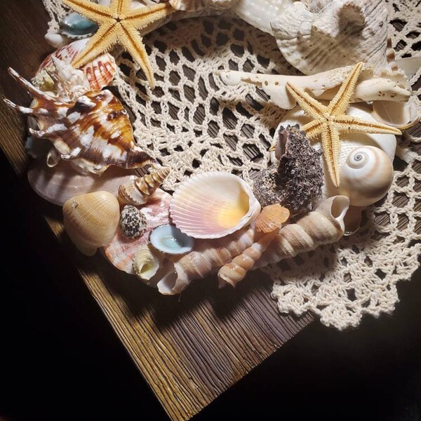 Beautiful 12” Seashell Wreath Wall Hanger With Starfish and Sand ...