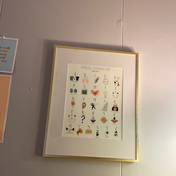 School Counselor Alphabet Print - Counseling Gift ABC Office Wall Decor ...