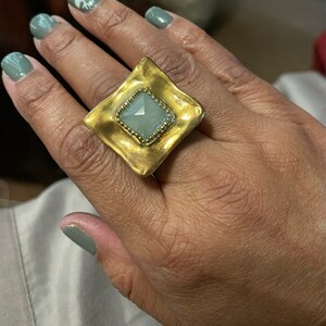 Large Square Silver Ring Silver Statement Ring Geometric Chunky ...