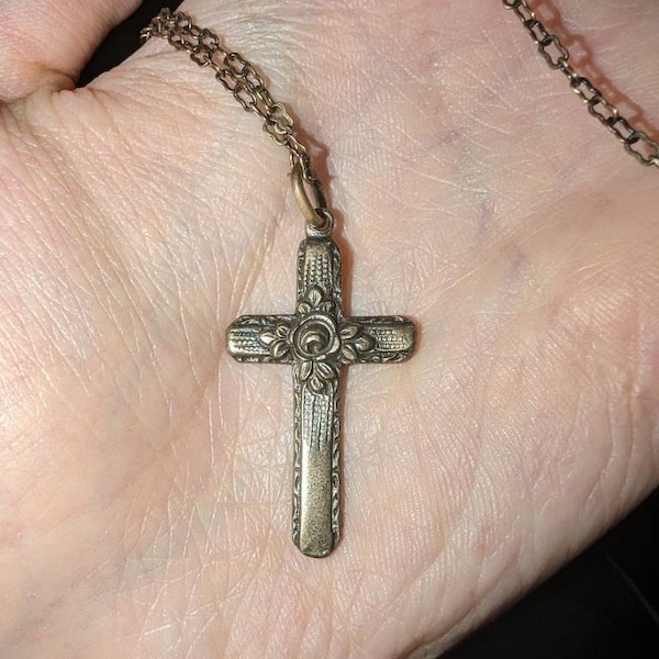 Bronze Rose Cross Pendant, Handmade Antique Reproduction of Rare 1930 ...