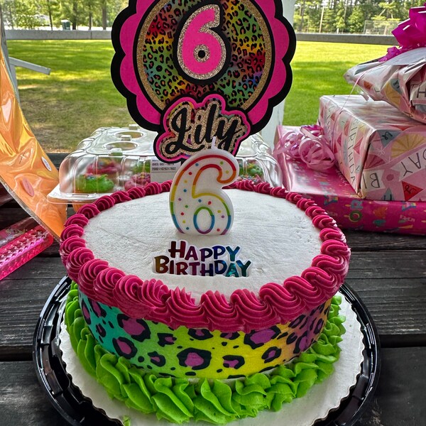 Rainbow Cheetah Cake Topper, Custom Cheetah Cake Topper, Rainbow Animal ...