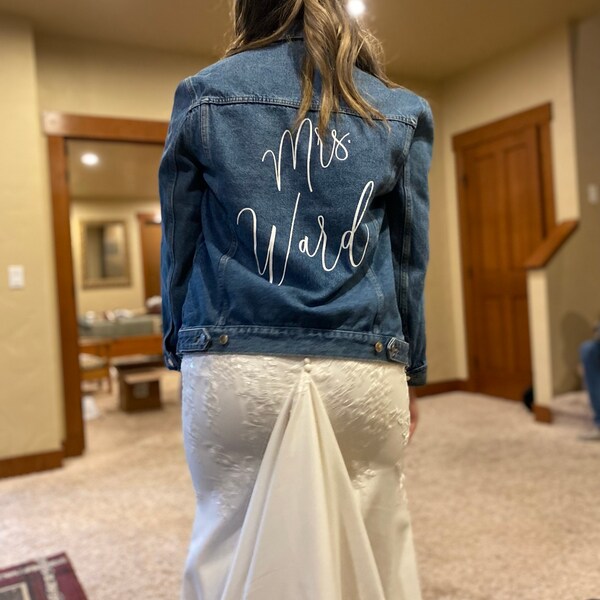 Mrs DIY Iron on | Mrs Last Name Iron on | Mrs Denim Jacket | DIY Mrs ...