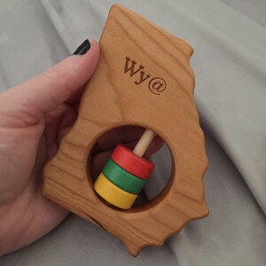 GEORGIA State Baby Rattle™ Modern Wooden Baby Toy Organic and Natural ...