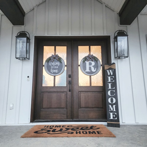 Double Door Front Door Decor | Welcome to Our Home | Double Door Signs ...