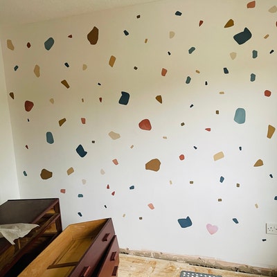 Terrazzo Wall Decals, Abstract Fabric Wall Stickers, Modern Wall Decor ...