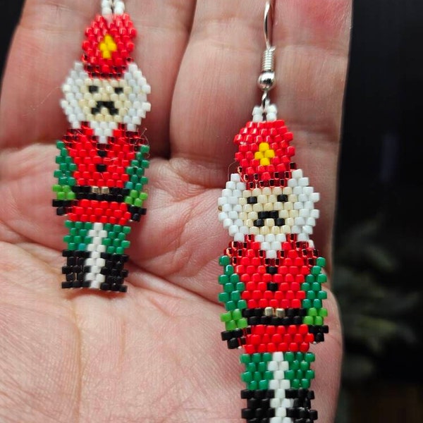 Nutcracker Beaded Charm Earrings Brick Stitch PDF Pattern for Miyuki ...