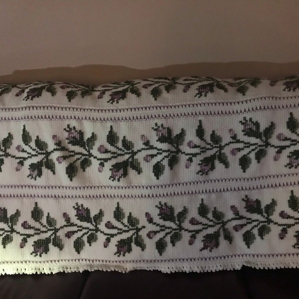 Summer Roses Crocheted Tunisian Cross-stitch Afghan PATTERN - Crochet ...