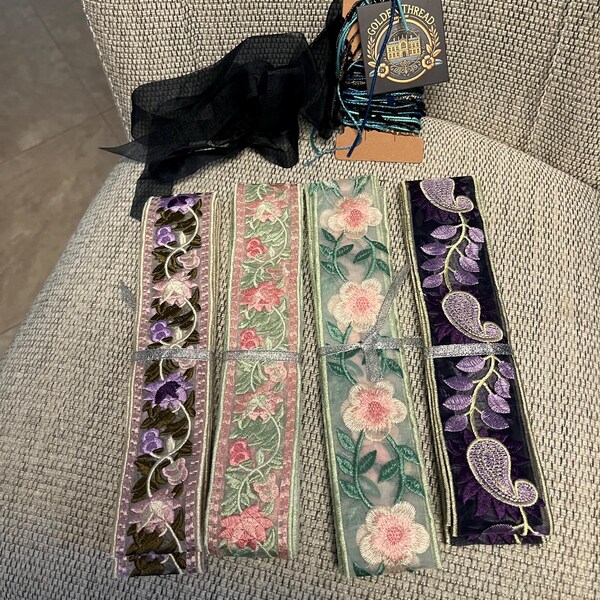 One-of-a-kind Embroidered Hair Tie – Handmade With Vintage Brocade ...