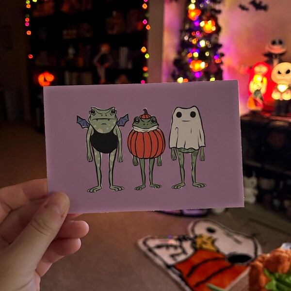 Halloween Frogs Framed Print - Spooky Cute Toad and Frog in Pumpkin ...