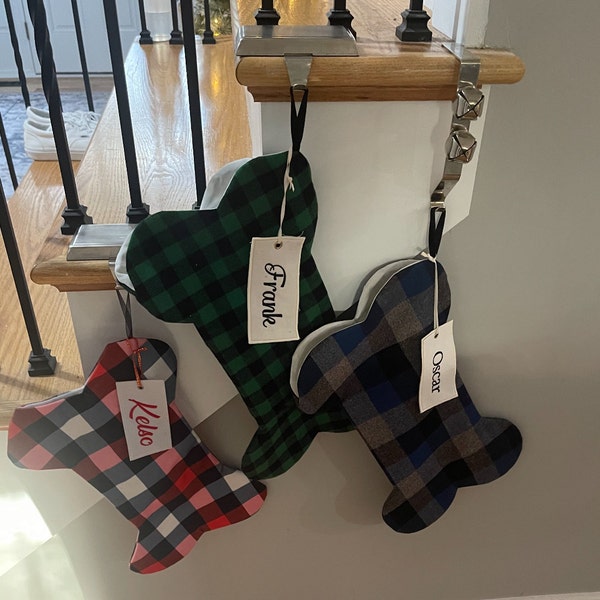 Plaid Cat Stockings Rustic Plaid Fish Shaped Stockings for Cats ...