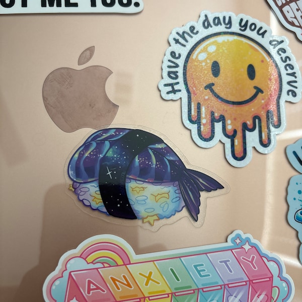 Space Sushi Stickers: Transparent Vinyl Decals - Japanese Food Art - Etsy
