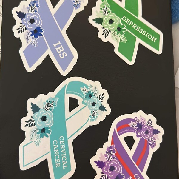 Depression Awareness Sticker, Depression Stickers, Floral Green ...