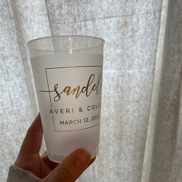Modern Wedding Shatterproof Cups, Monogram Cups, Oh Happy Day Cups ...