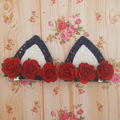 Cat Ears Bow SVG Cat Ears Hairclip Headband Template Halloween Black ...